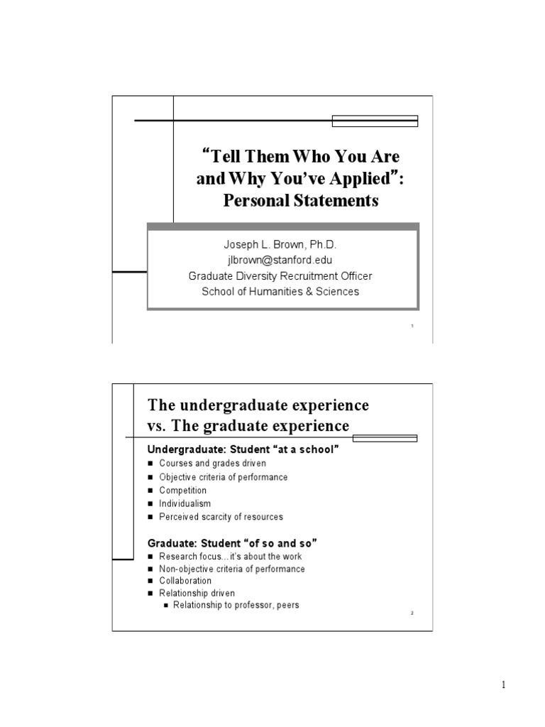 Stanford Personal Statements PDF | PDF | Graduate School | Behavioural ...