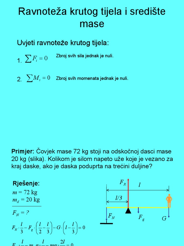 46 Ravnoteza Krutog Tijela I Srediste Mase | PDF