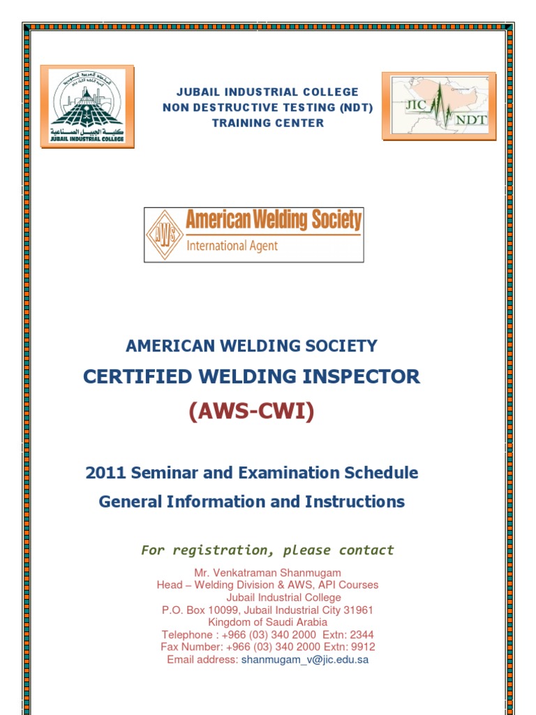 2021 AWS-CWI Training and Certification Schedule from Jubail Industrial ...
