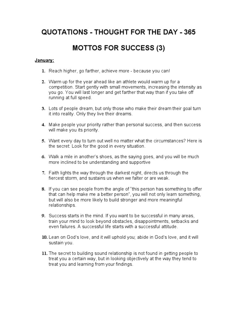 Mottos For Success 3 | PDF | Criticism | Love