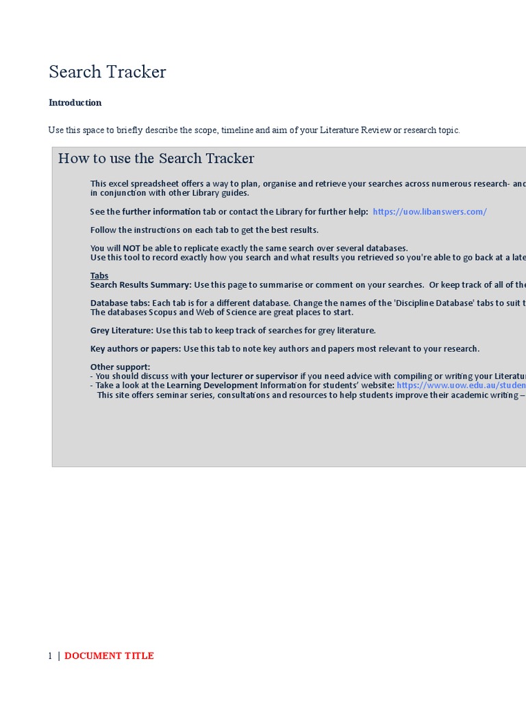 How To Use The Search Tracker | PDF | Information Science | Library Science