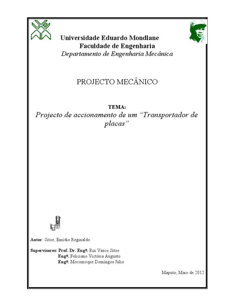 Capa - Projecto Mecanico | PDF