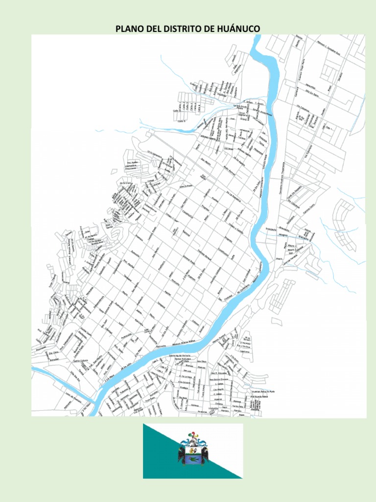 Mapa del distrito de Huánuco con detalles de sus calles, edificios y ...