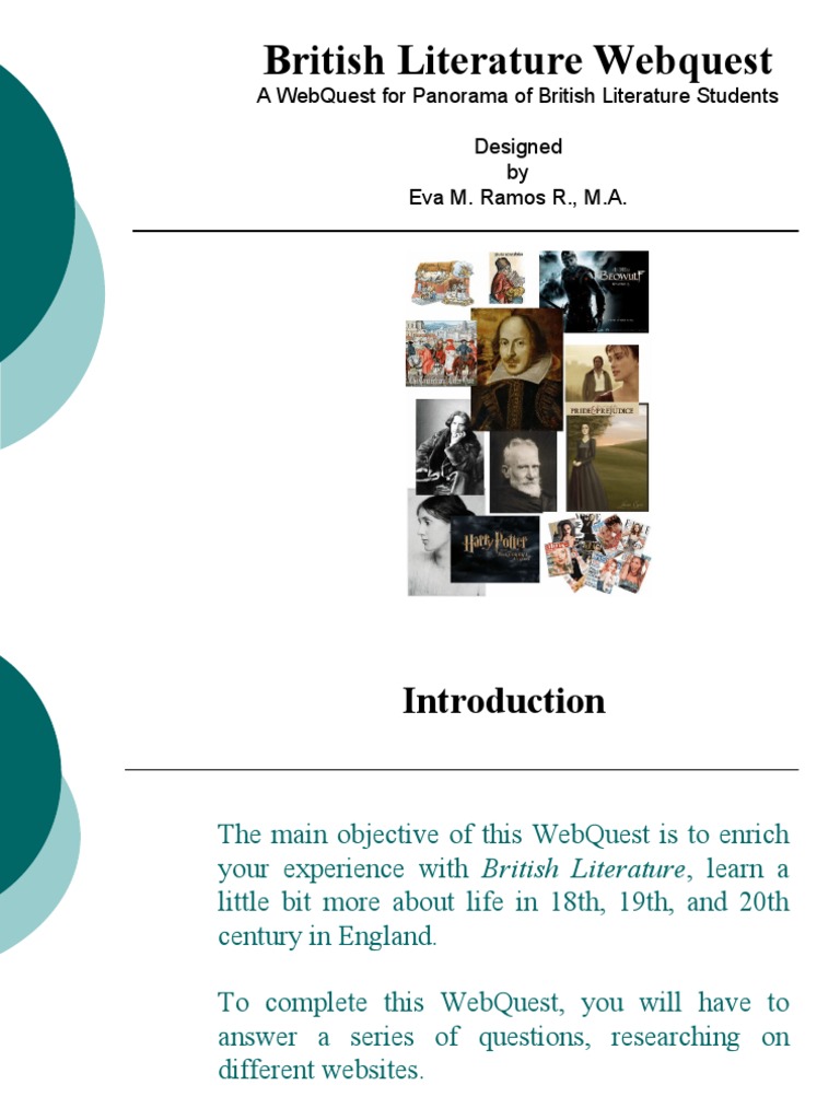British Literature Webquest: A Webquest For Panorama of British ...