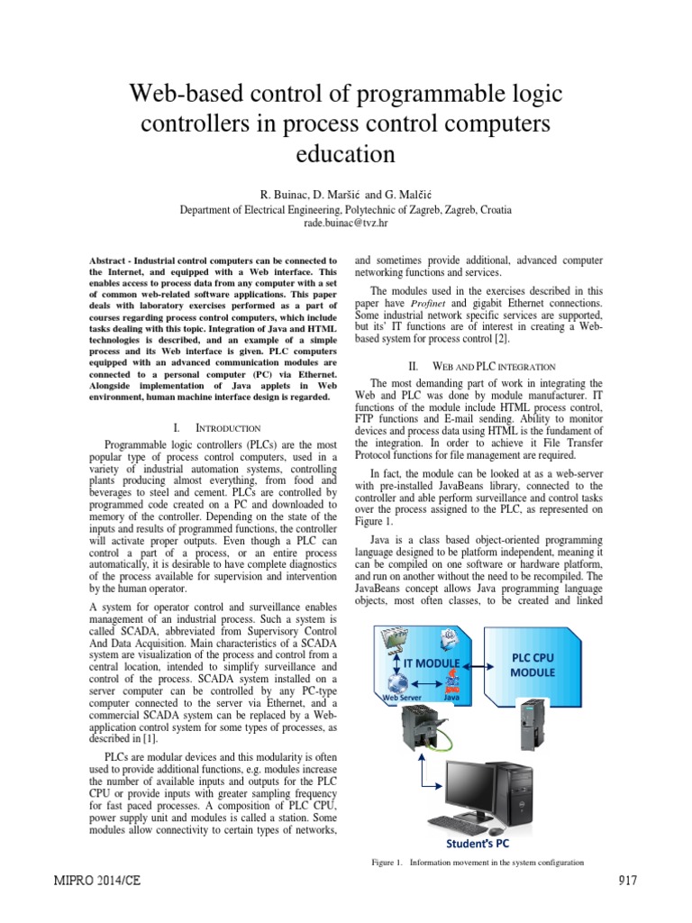 Web-Based Control of Programmable Logic Controllers in Process Control ...