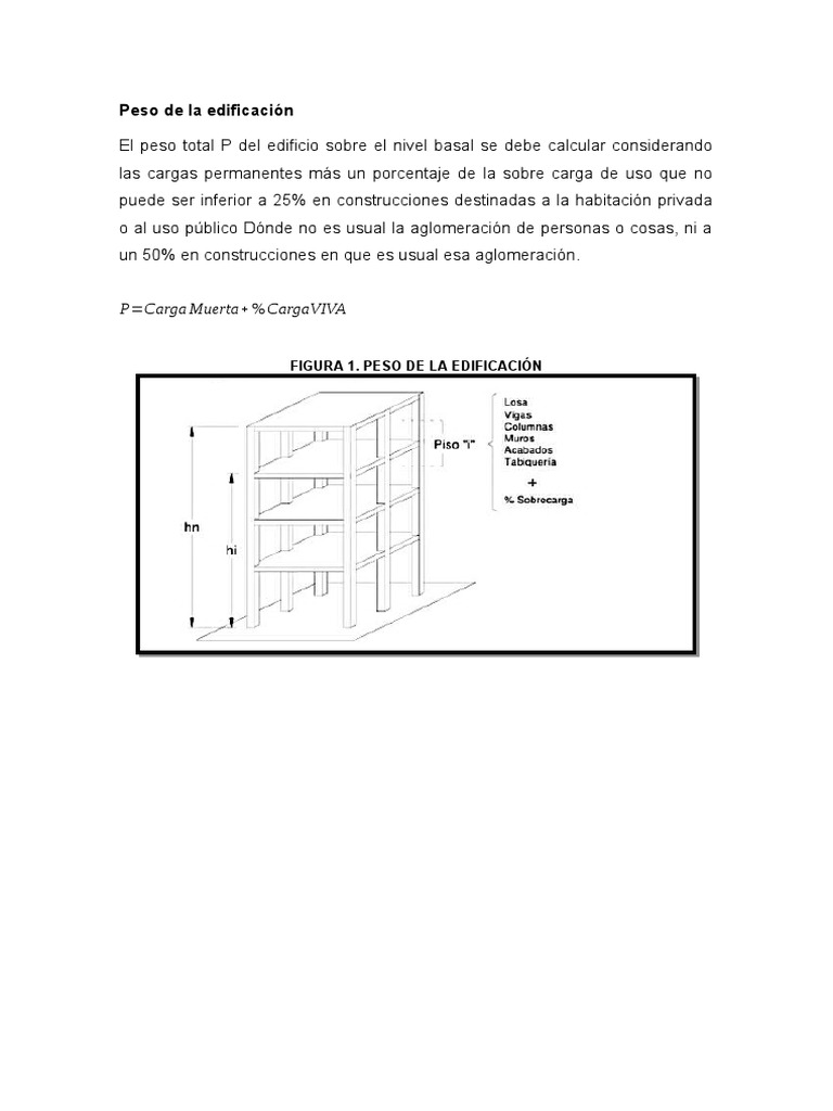 Peso de La Edificación para El Metodo Estatico Equivalente | PDF