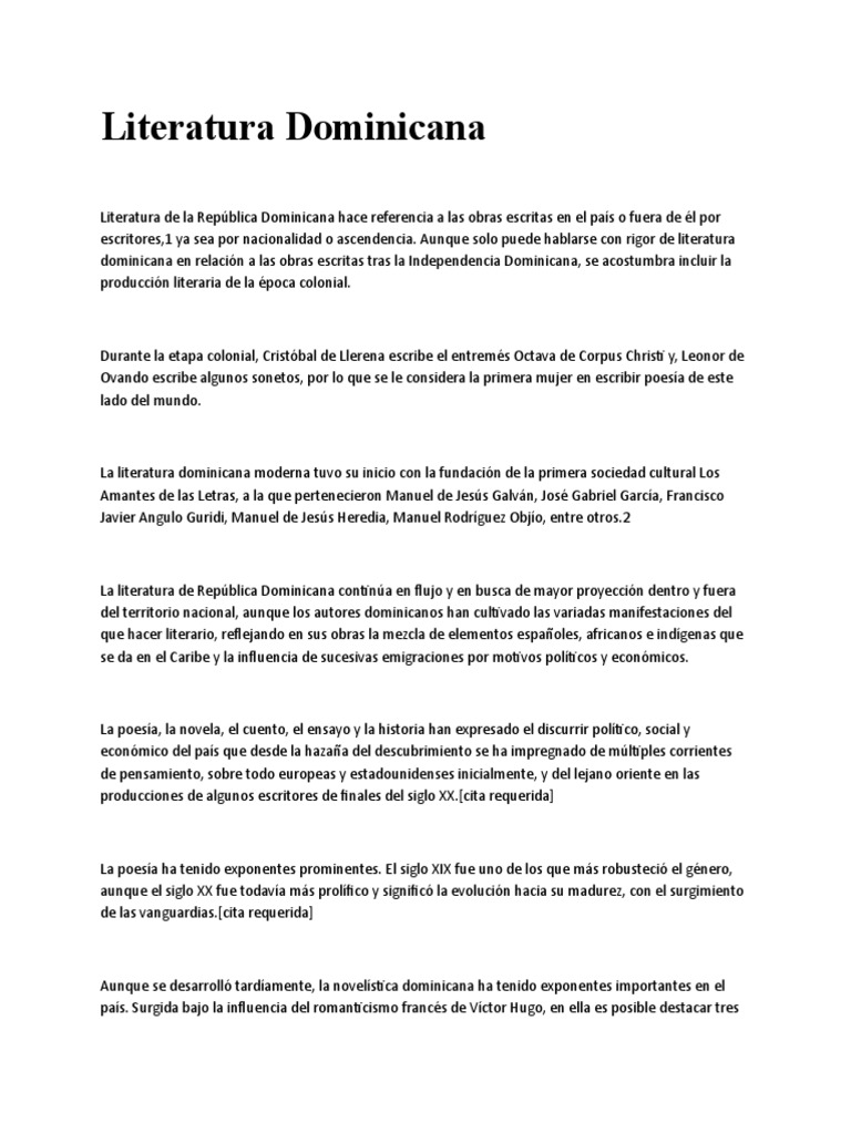 Literatura Dominicana | PDF | República Dominicana | Poesía