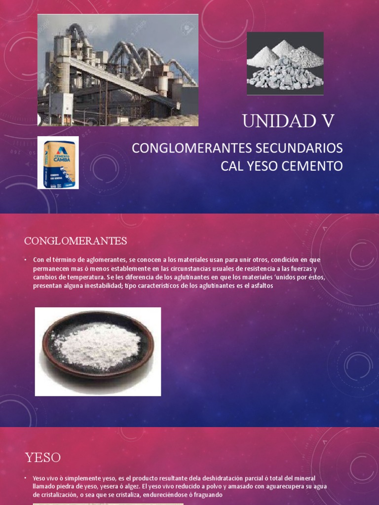 Aglomerantes Secundarios: Yeso y Cal | PDF | Yeso | Carbonato