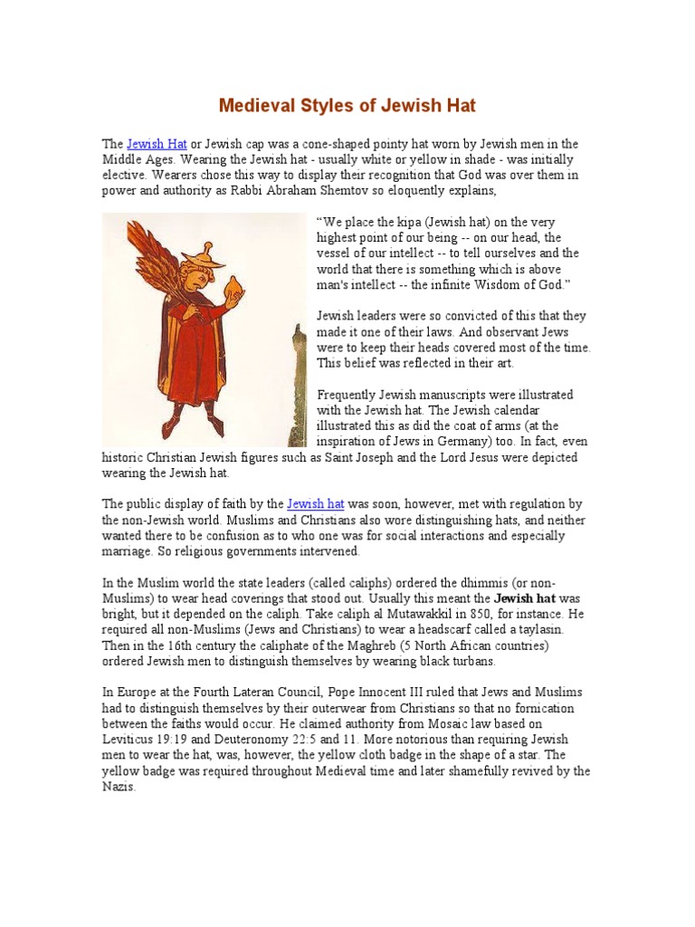 Medieval Jewish Hat Styles Explained | PDF | Abrahamic Religions | Jews ...
