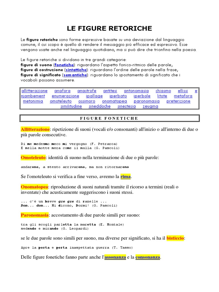 Le Figure Retoriche PDF | PDF
