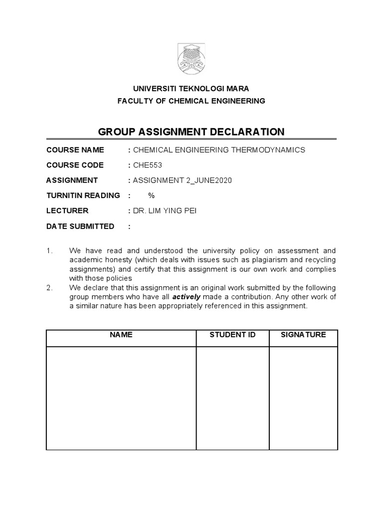 Group Assignment Declaration | PDF