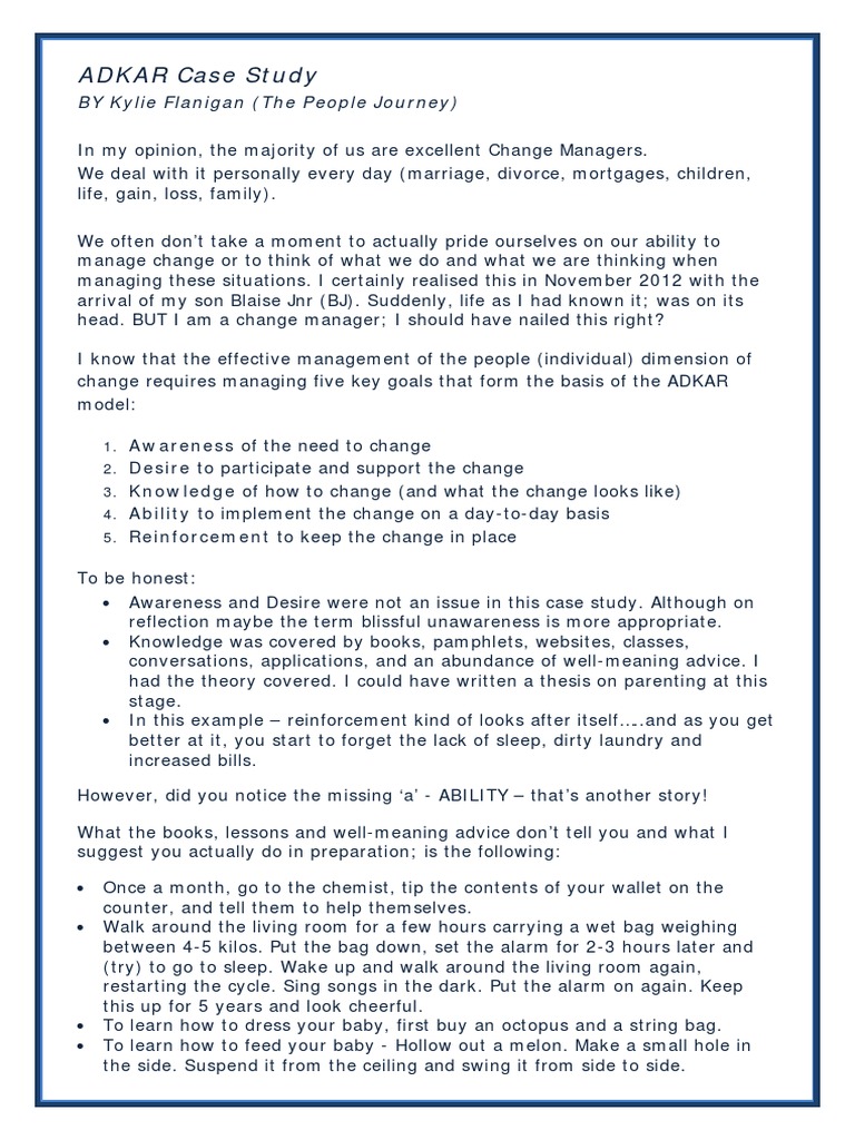 ADKAR Case Study: BY Kylie Flanigan (The People Journey) | PDF ... ADKAR Case Study: BY Kylie Flanigan (The People Journey) | PDF ...