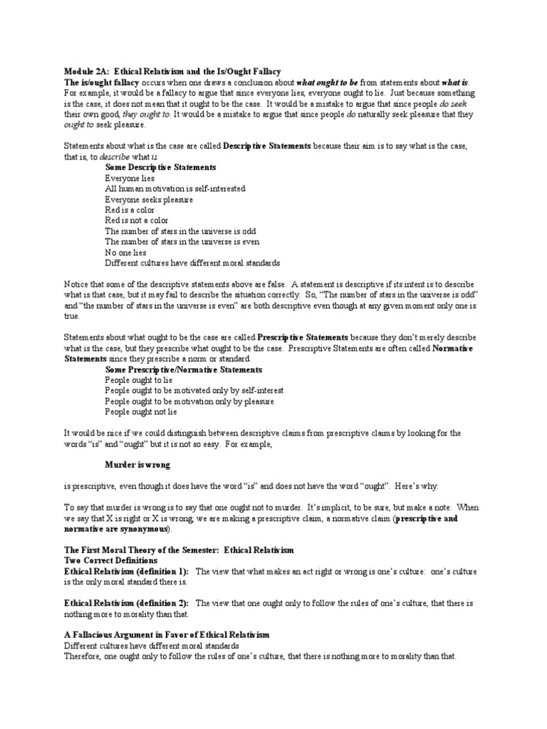 An Analysis of Ethical Relativism and its Logical Fallacies | PDF ...