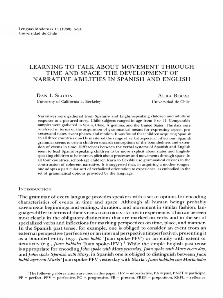Slobin, Learning To Talk About Movement Throught Time and Space. The ...