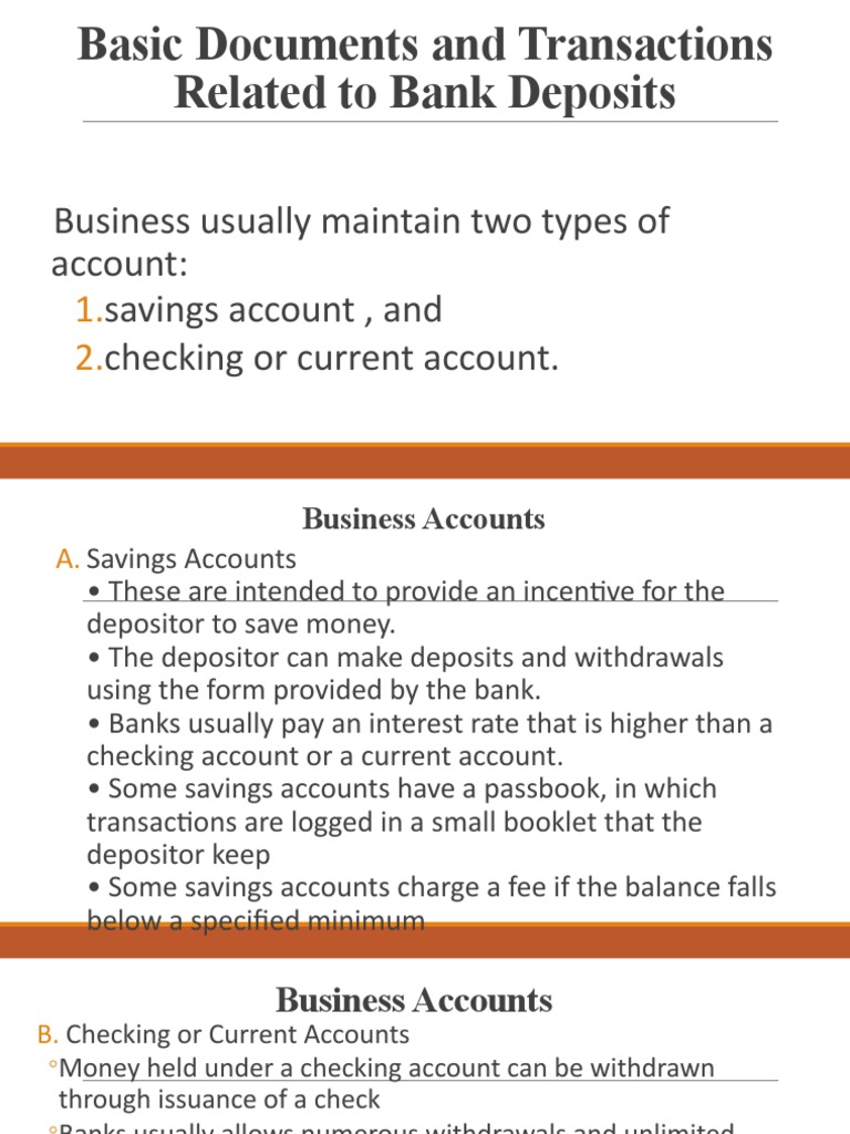 Basic Documents and Transactions Related To Bank Deposits | PDF ...