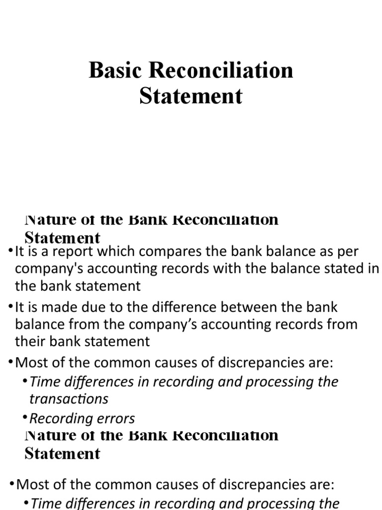 02 Basic Reconciliation StatementPRINT | PDF | Cheque | Transaction Account