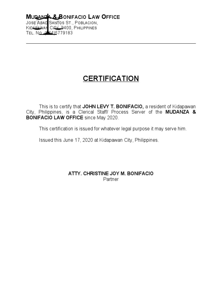 John Levy Certification | PDF
