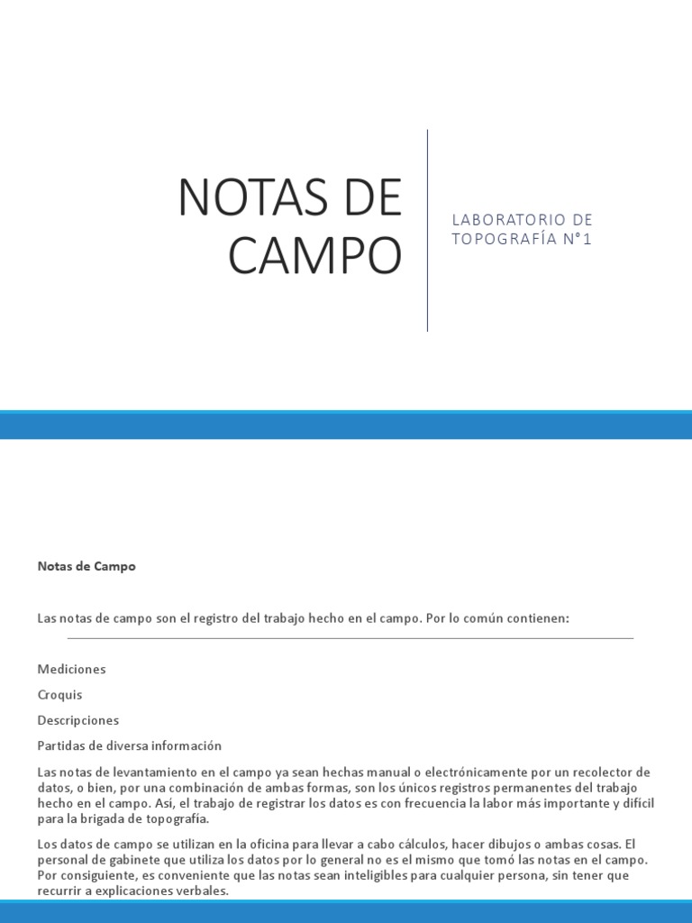 Lab 1 Notas de Campo | PDF | Topografía | Informática y tecnología de ...