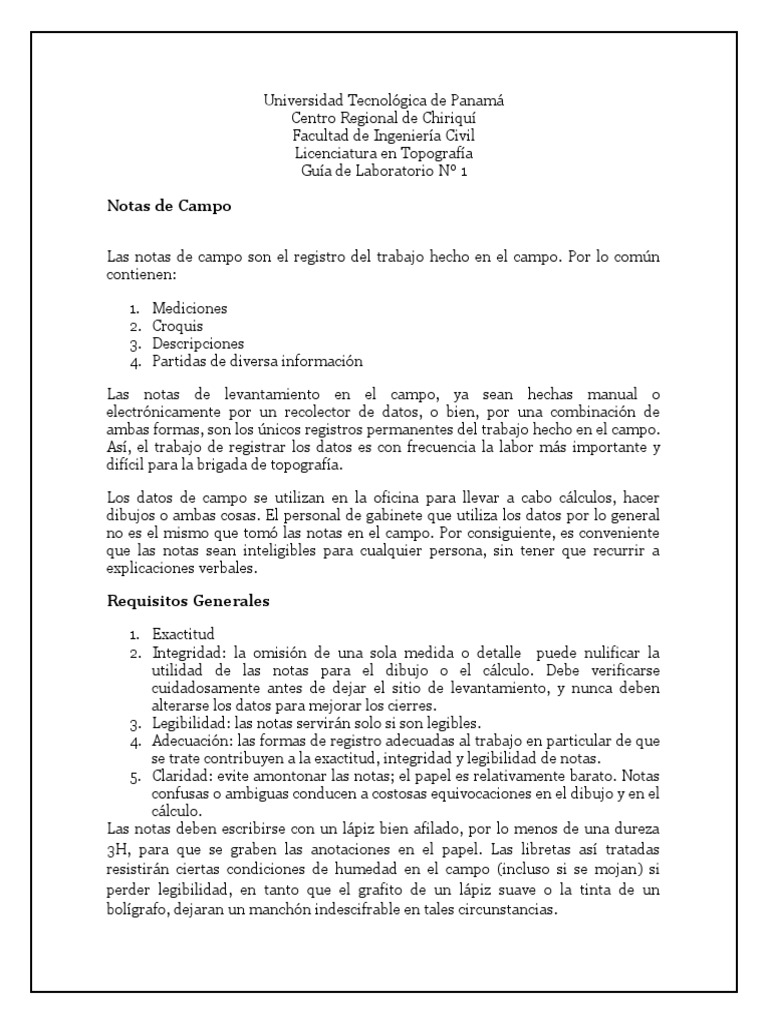 Notas de Campo | PDF | Topografía | Informática y tecnología de la ...