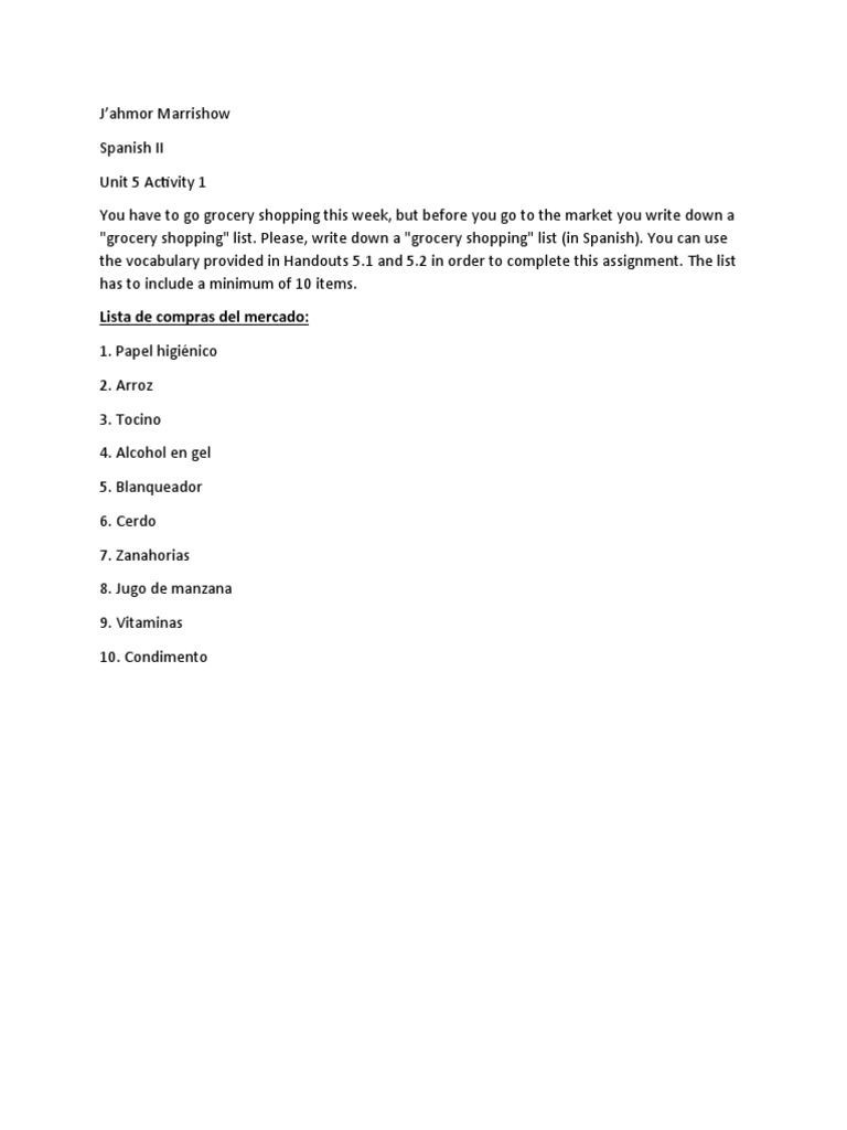 Unit 5 Activity 1 | PDF