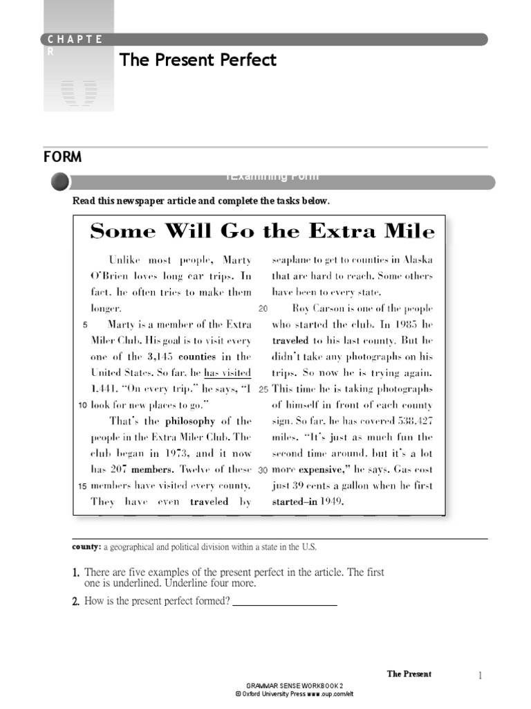 Worksheet 1. PRESENT PERFECT | PDF | Perfect (Grammar) | Morphology