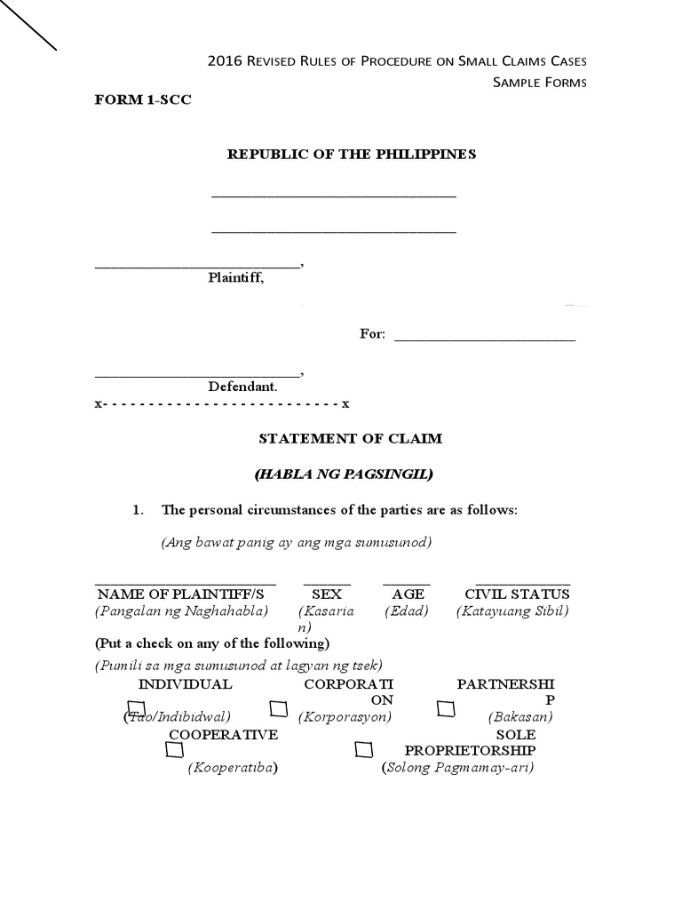 Group 6 2016 Small Claims Sample Forms | PDF | Lawsuit | Affidavit