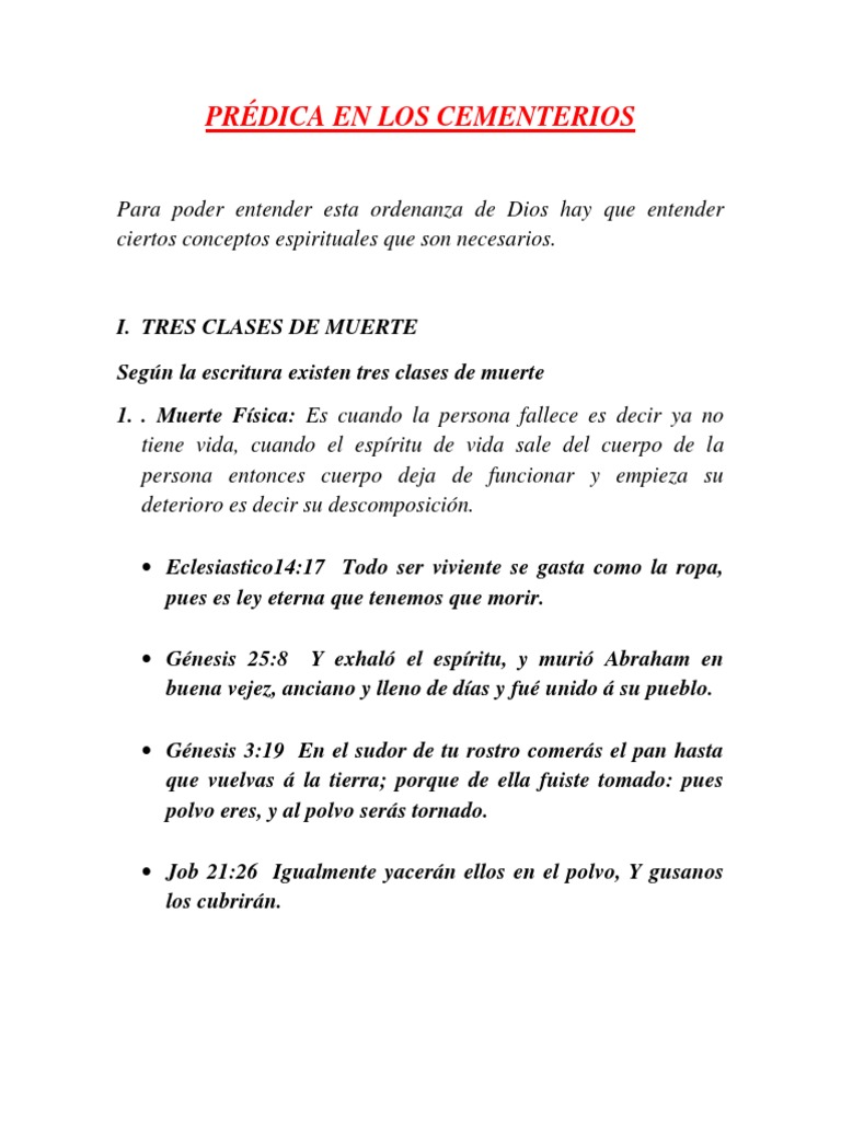 Predicación en Cementerios: Mensaje de Vida | PDF | Alma | Resurrección