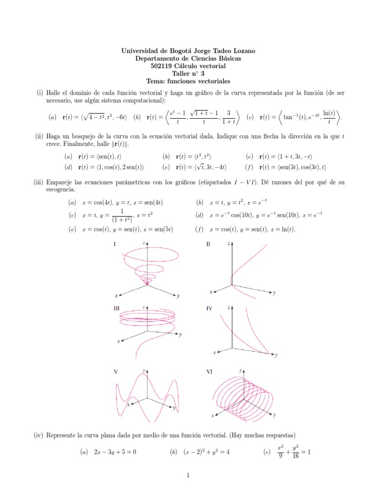 Análisis de funciones vectoriales y curvas paramétricas | PDF | Vector Euclidiano | Curva
