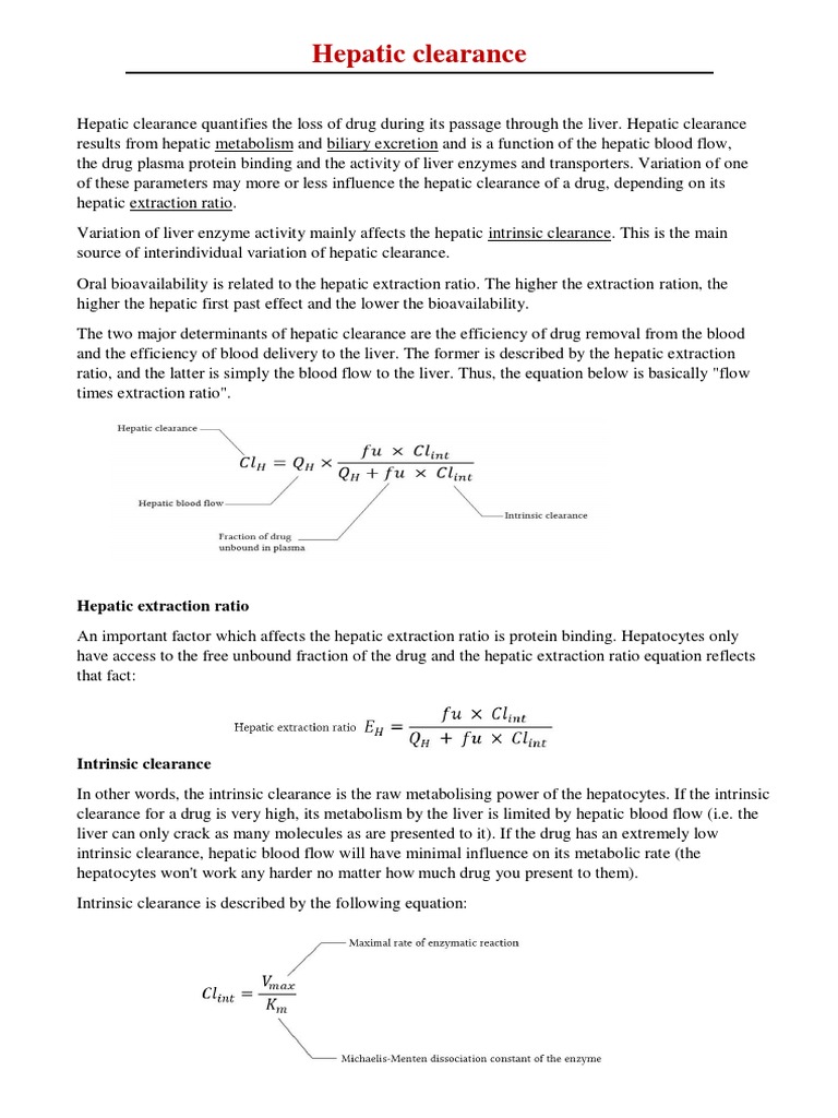 Hepatic Clearance | PDF | Liver | Medicinal Chemistry