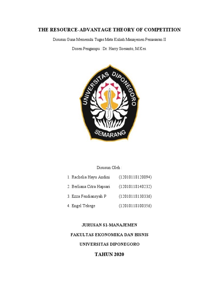 MAKALAH KELOMPOK 1 - The Resource Advantage Theory | PDF