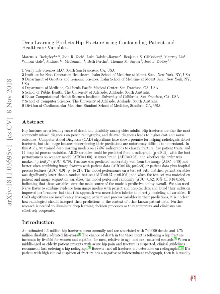 Deep Learning Predicts Hip Fracture Using Confounding Patient and ...