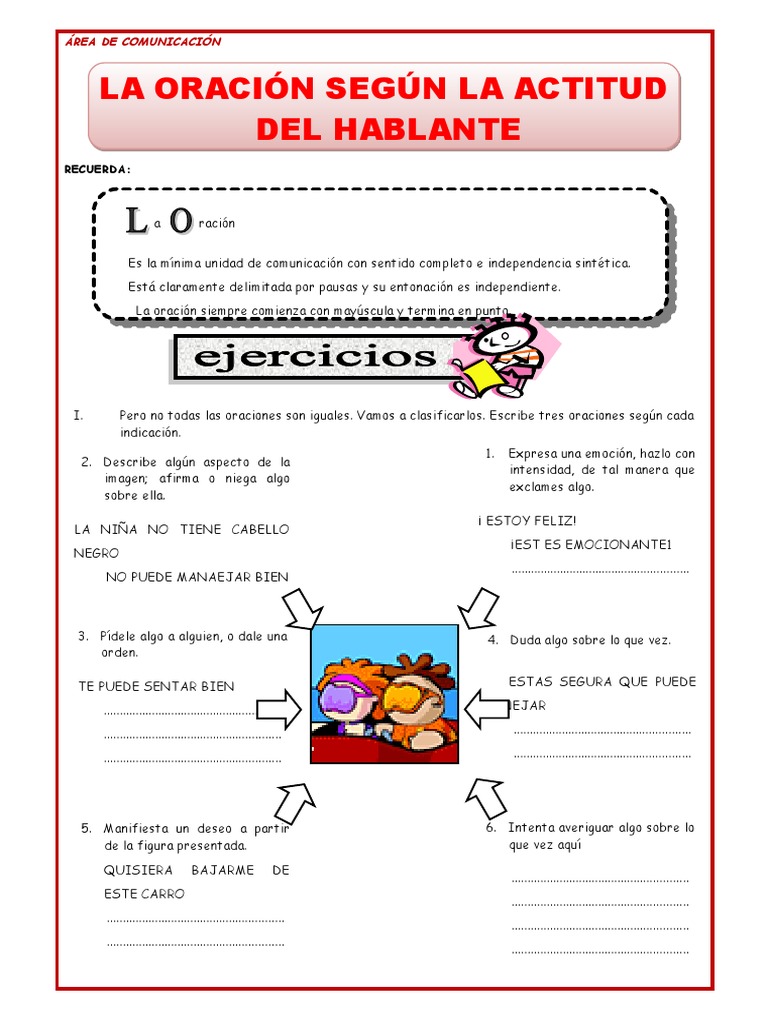La clasificación de las oraciones según la actitud del hablante | PDF ...
