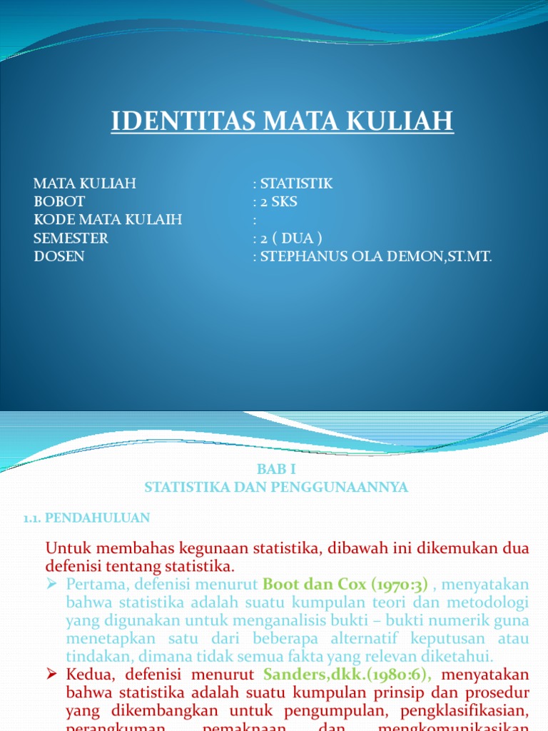 Statistik - Teknik Arsitektur | PDF