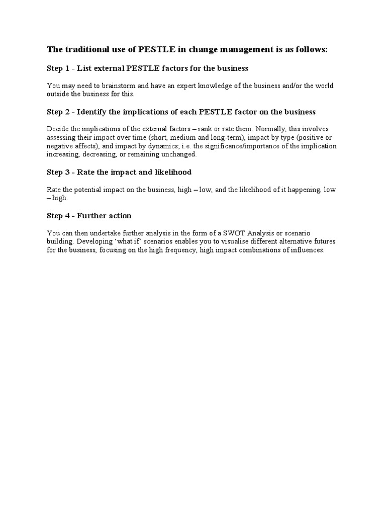 PESTLE Analysis for Change Management | PDF