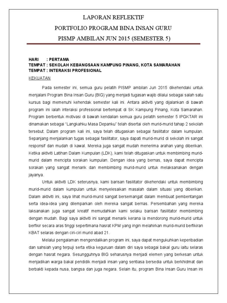 Laporan Reflektif | PDF