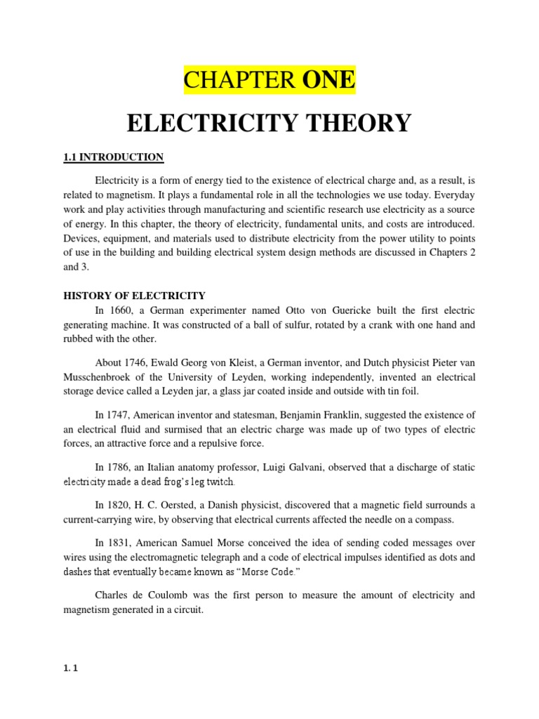 Chapter 1 Electricity Theory PDF | PDF | Series And Parallel Circuits ...