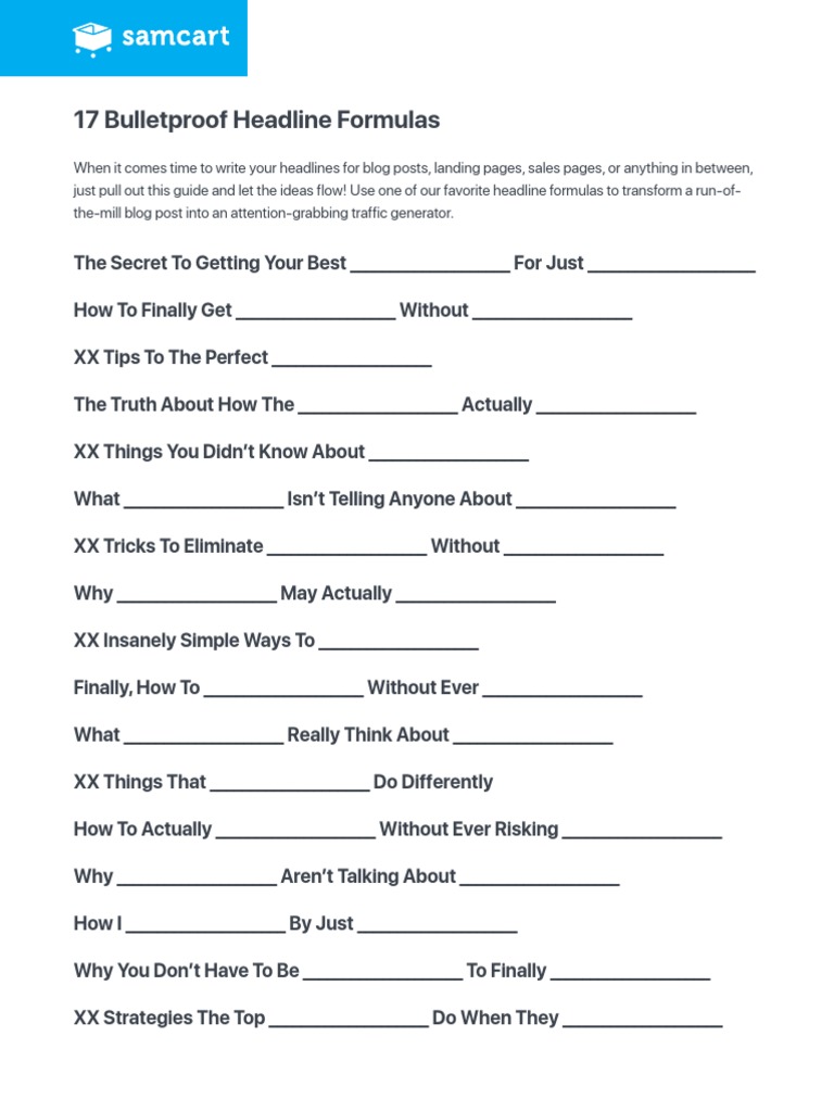 17 Bulletproof Headline Formulas | PDF
