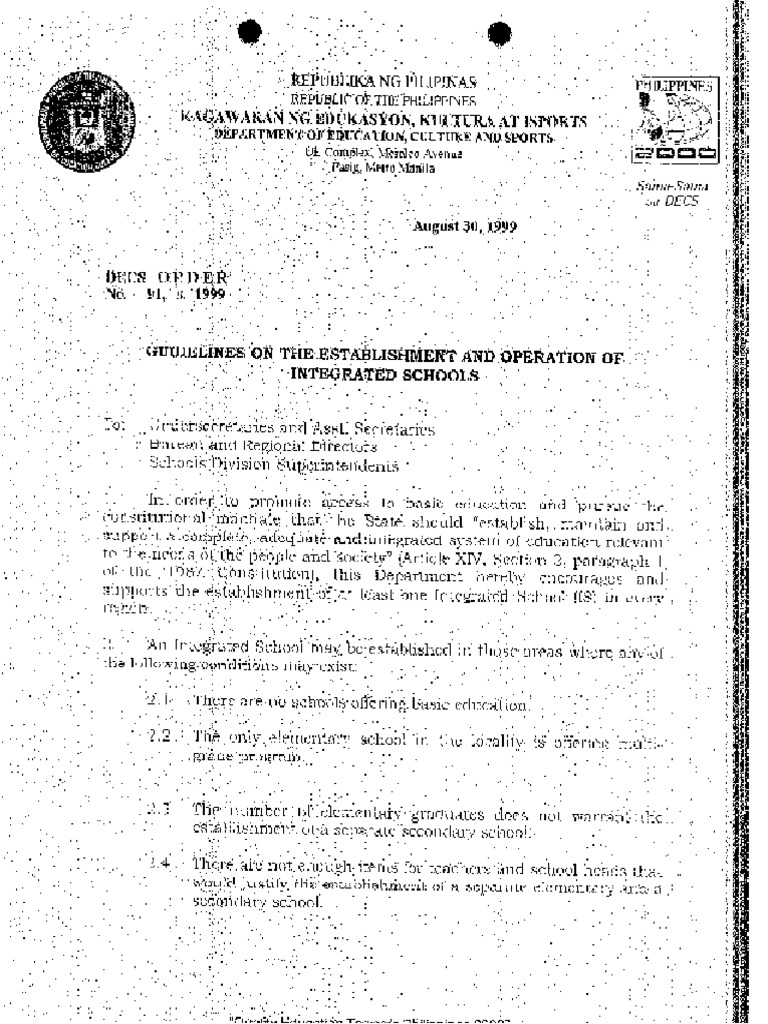 DECS ORDER 91 S. 1999 PDF | PDF