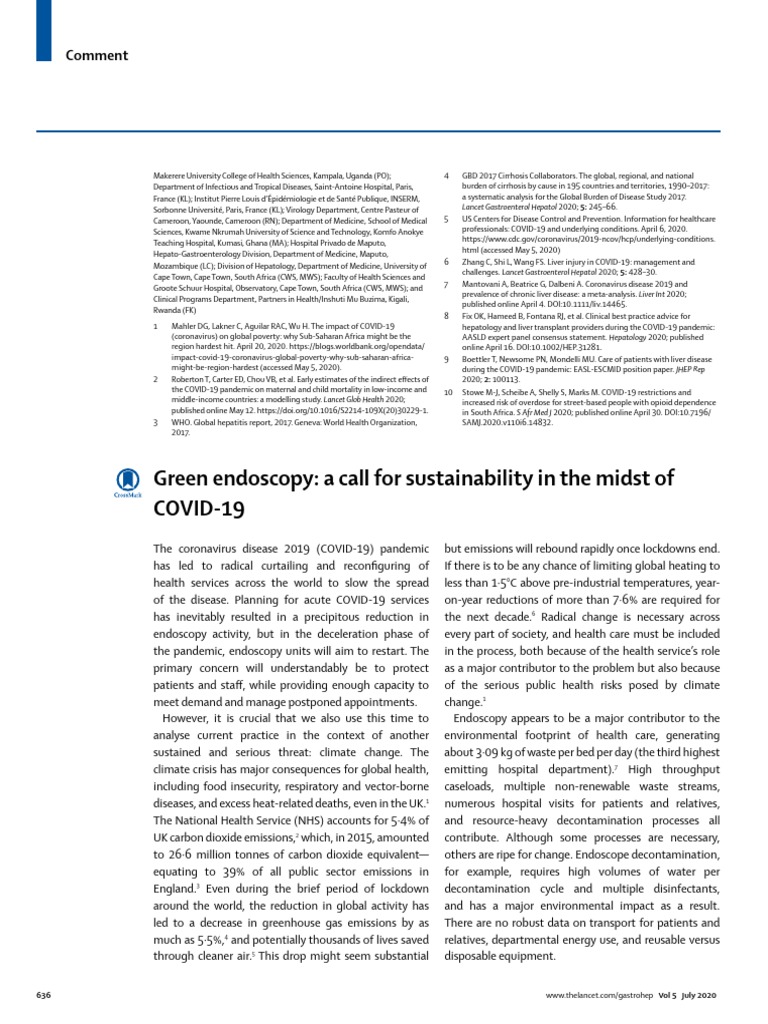 Green Endoscopy: A Call For Sustainability in The Midst of COVID-19 ...