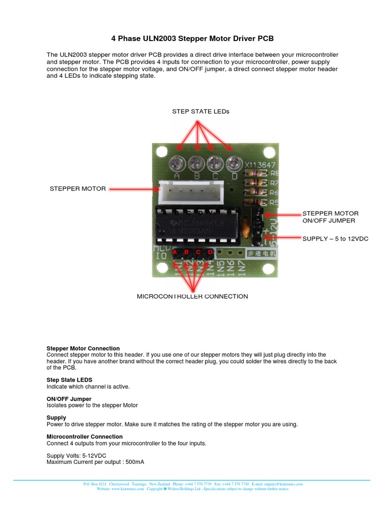 4 Phase ULN2003 Stepper Motor Driver PCB: A B C D V+ | PDF | Power ...