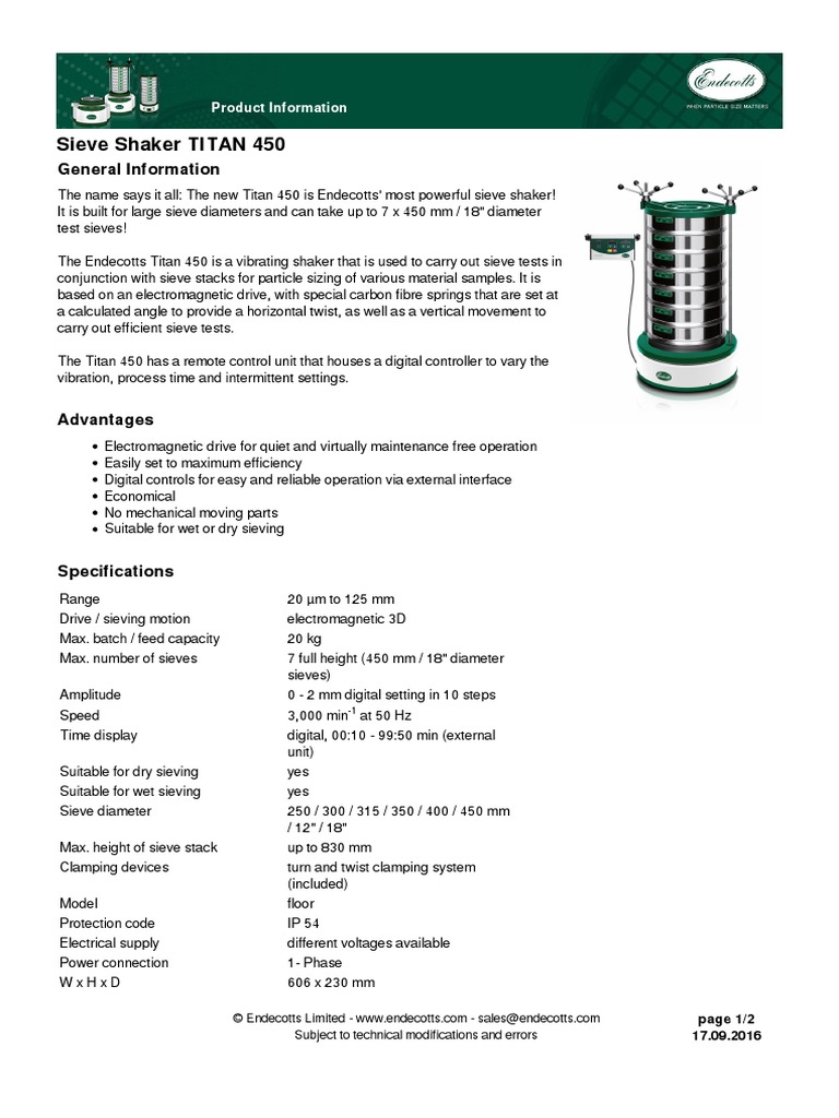 Sieve Shaker TITAN 450: General Information | PDF | Electromagnetism ...