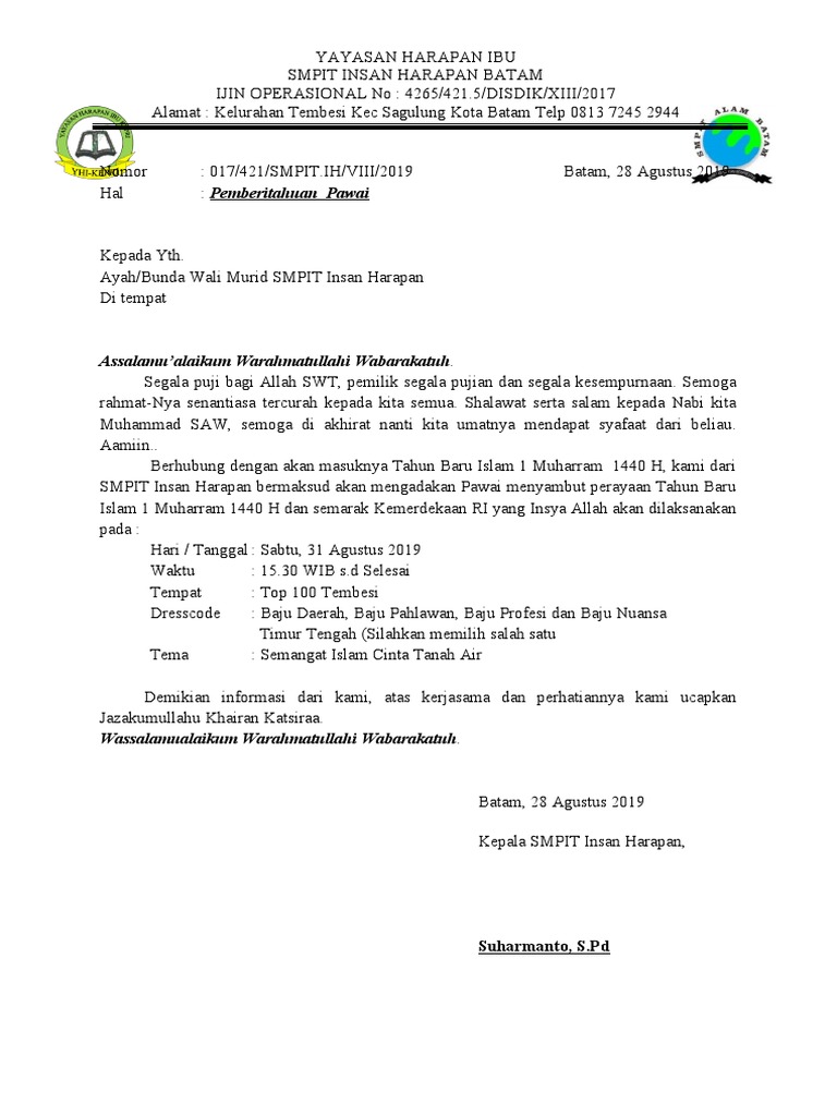 017 Surat Pemberitahuan Pawai 8 & 9 | PDF