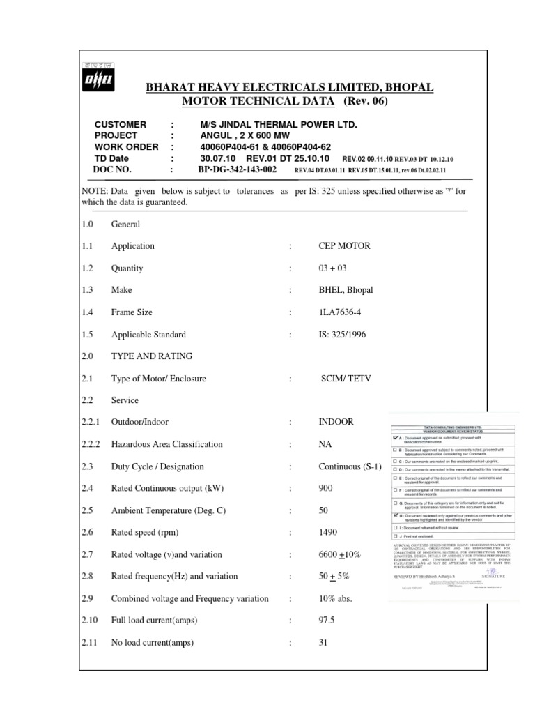CEP Motor Data Sheet - Rev-06 | PDF | Electric Motor | Bearing (Mechanical)