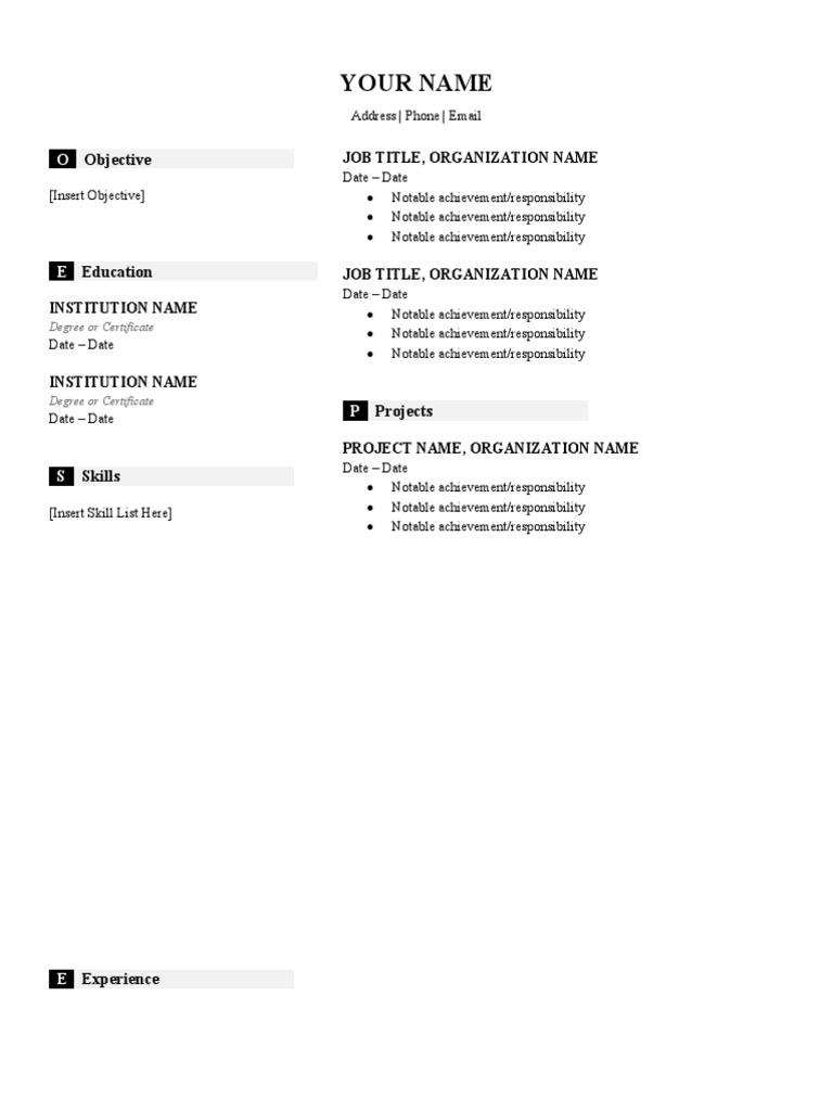 Monogram Header Resume Template | PDF