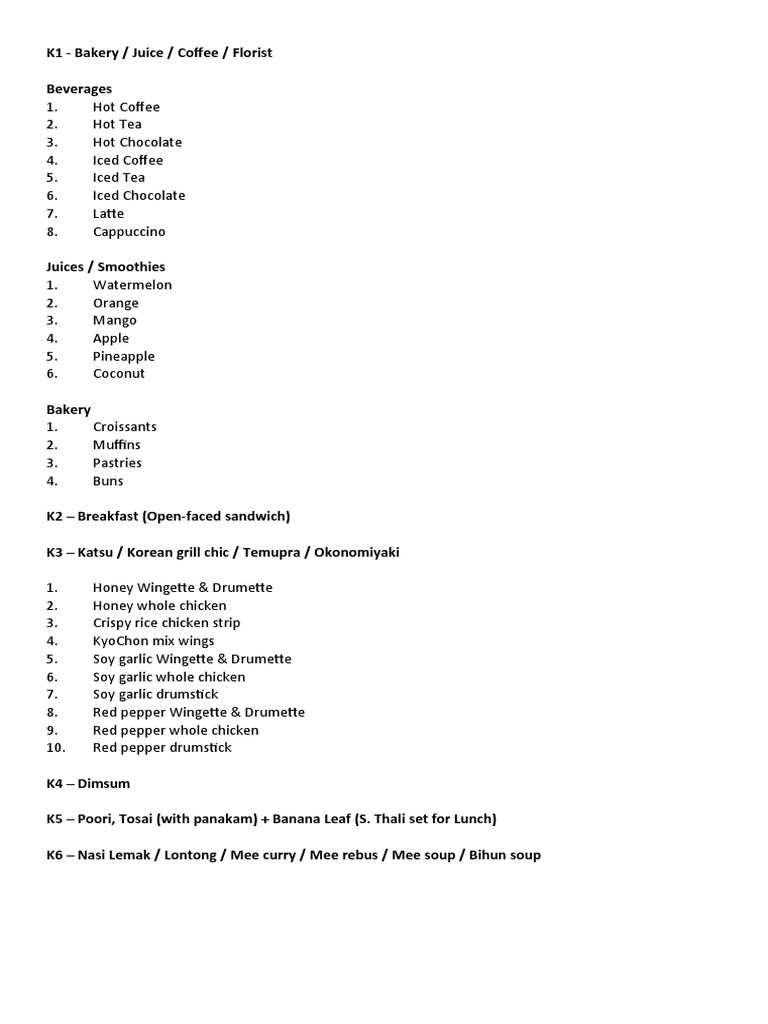 Kiosk Menus | PDF | Pizza | Kebab