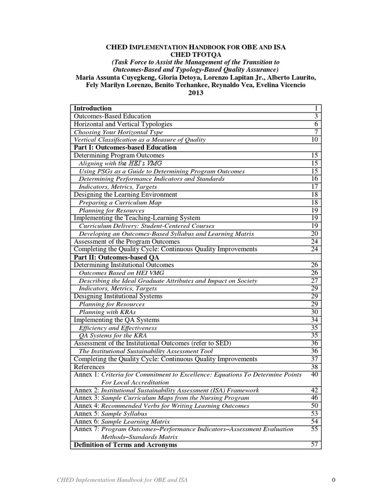 CHED Implementation Handbook-OBE I | PDF | Academic Degree ...