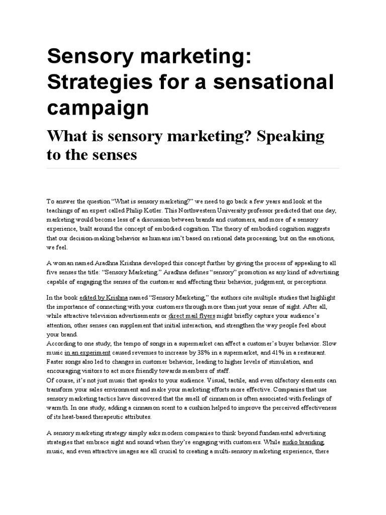 Sensory Marketing: Strategies For A Sensational Campaign: What Is ...