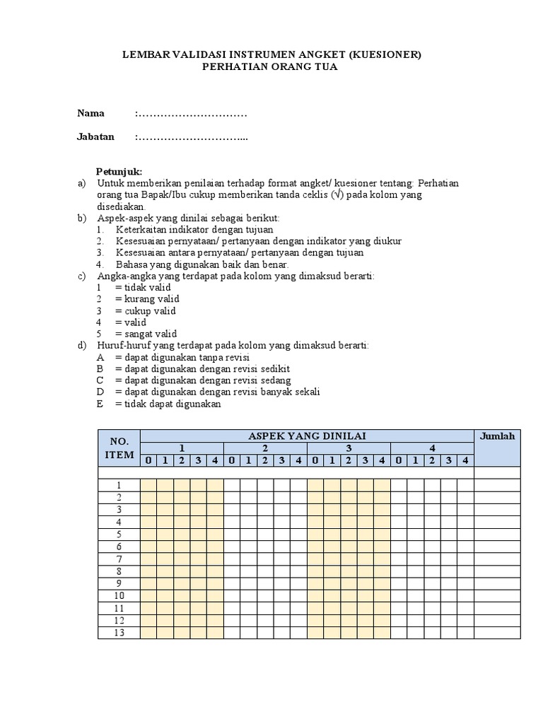 Lembar Validasi Angket | PDF
