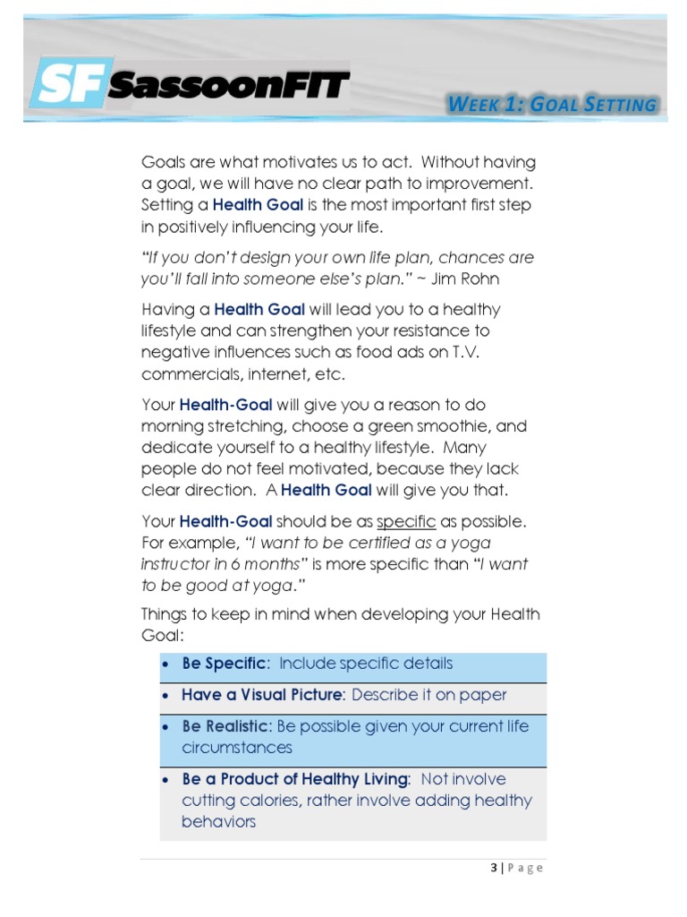 Setting Specific and Realistic Health Goals to Achieve a Healthy ...