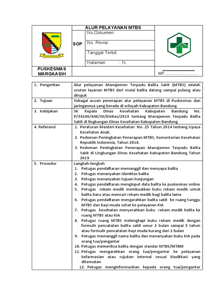 SOP Alur Pelayanan MTBS | PDF